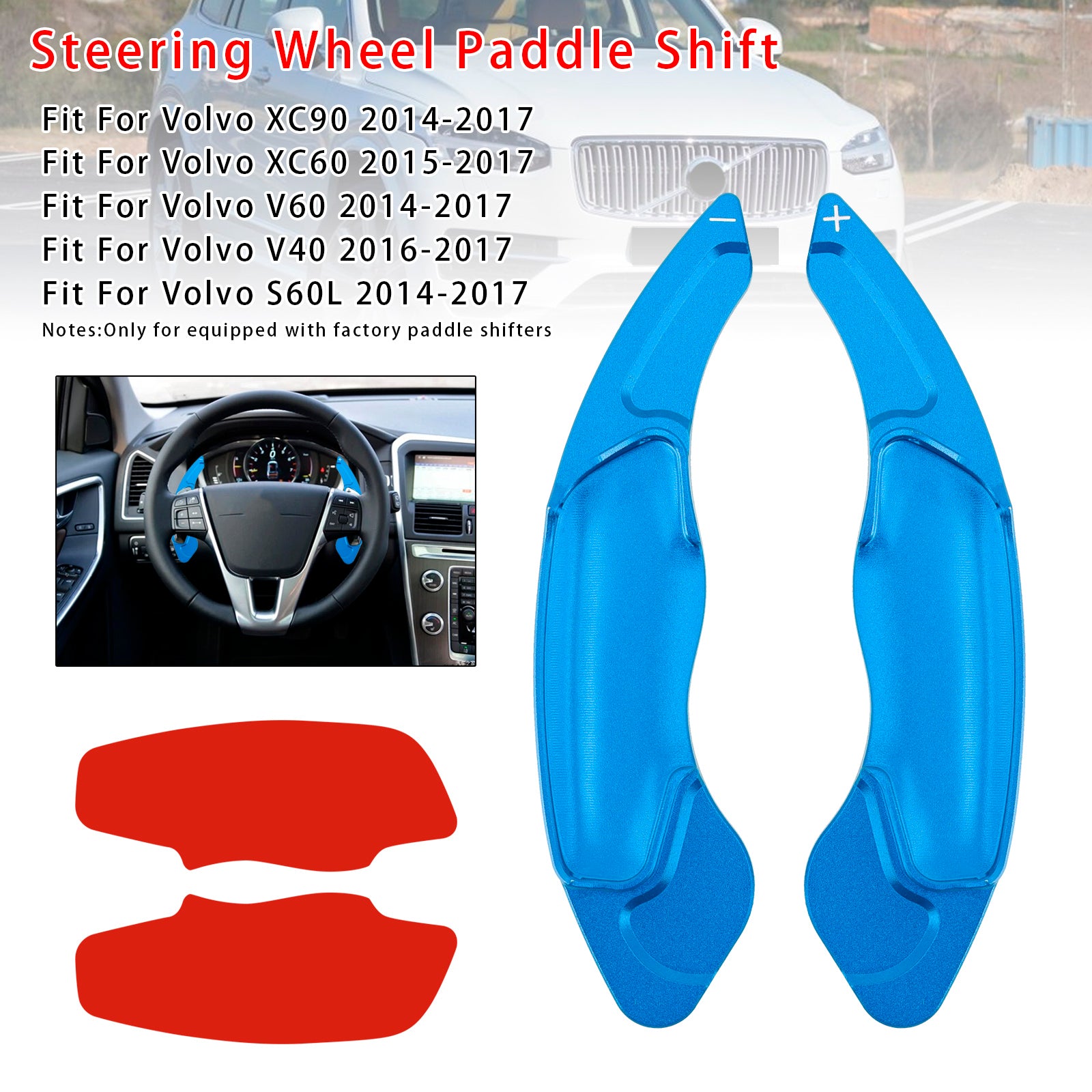 Steering Wheel Paddle Shifter Extension For VOLVO XC60 XC90 V60 Alumin