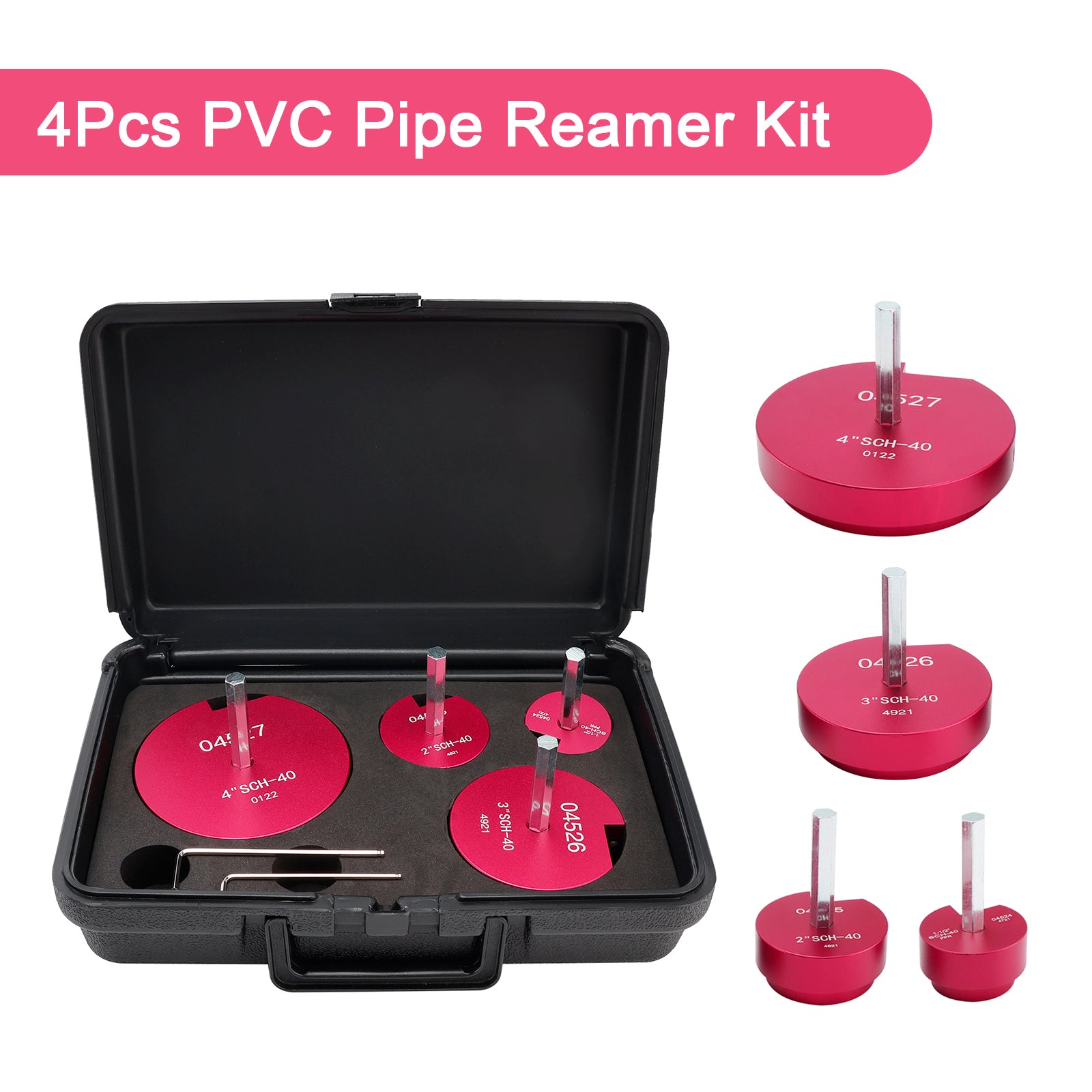 4Pcs PVC Pipe Reamer Plastic PVC Pipe Fitting Reamer Plumbing Tools Ki