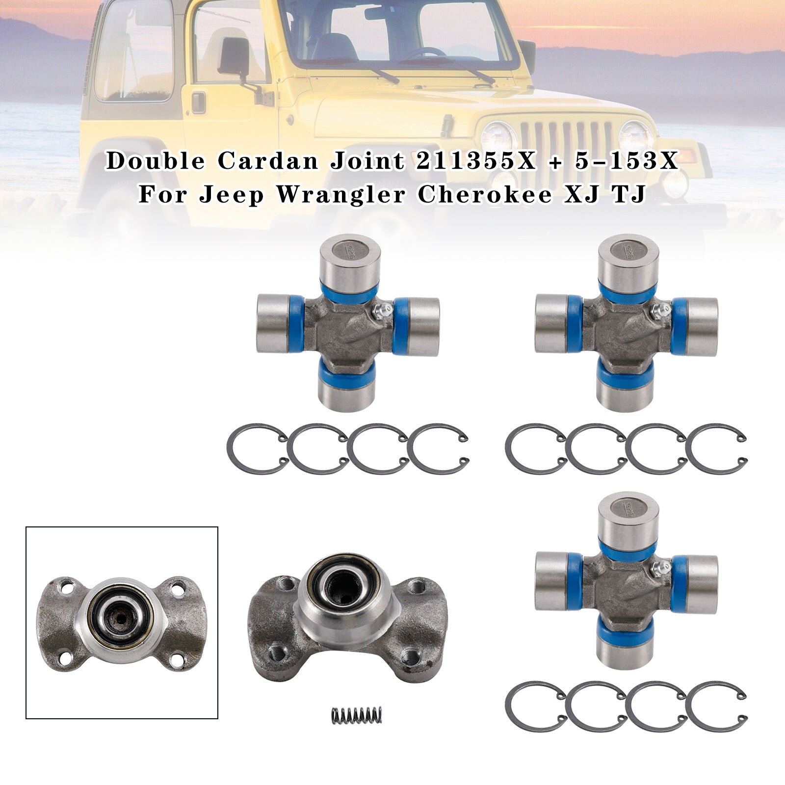 Double Cardan Joint 211355X + 5-153X For Jeep Wrangler Cherokee XJ TJ