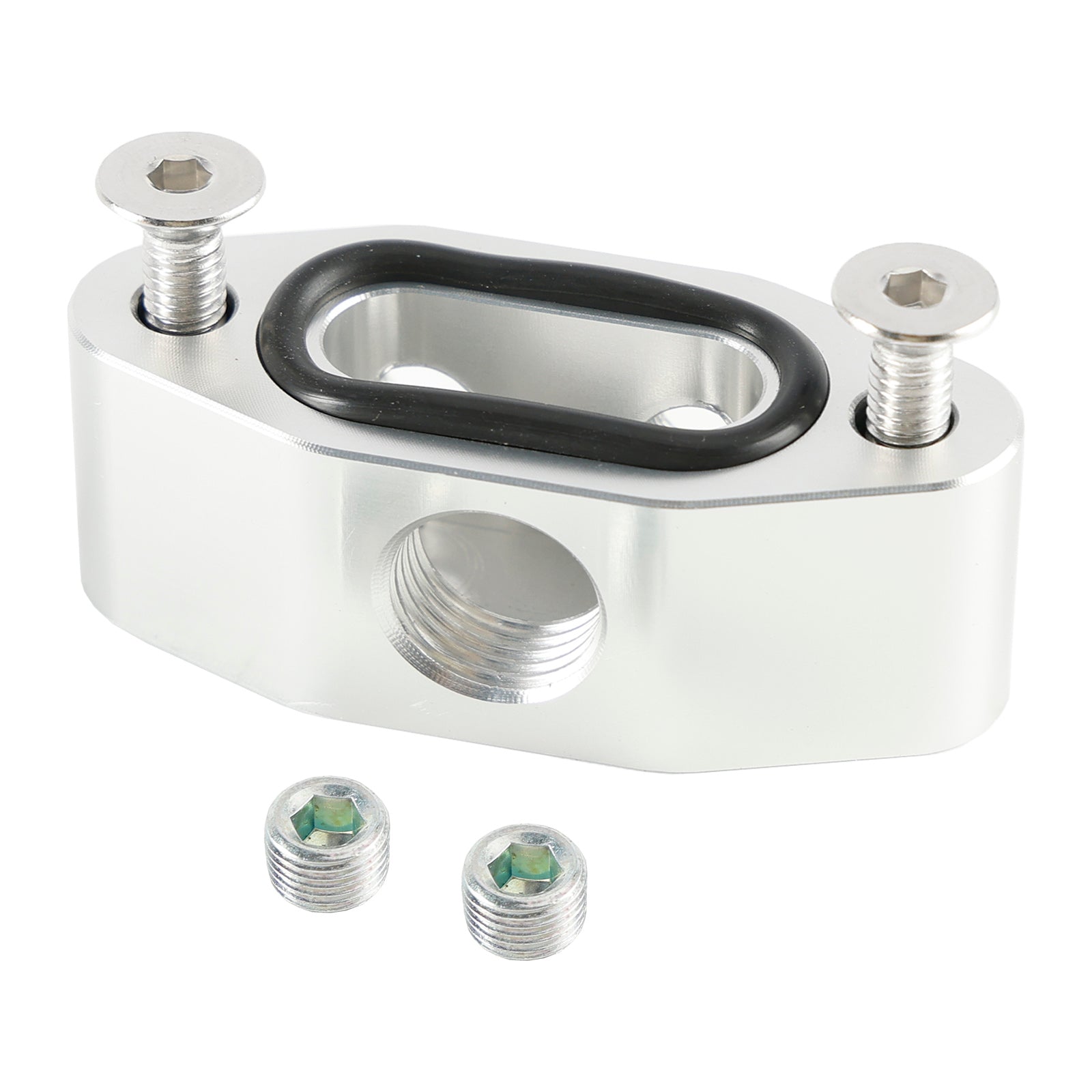 Billet LS Twin Turbo Dual 90 degree 1/8" NPT Oil Feed Line Adapter Pla