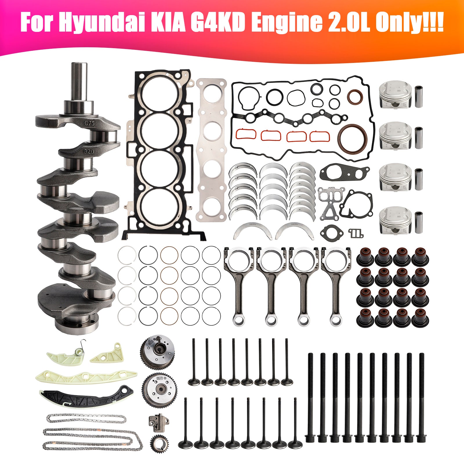 G4KD 2.0L Engine Overhaul Rebuild Kit Crankshaft Rods Timing Kit for H