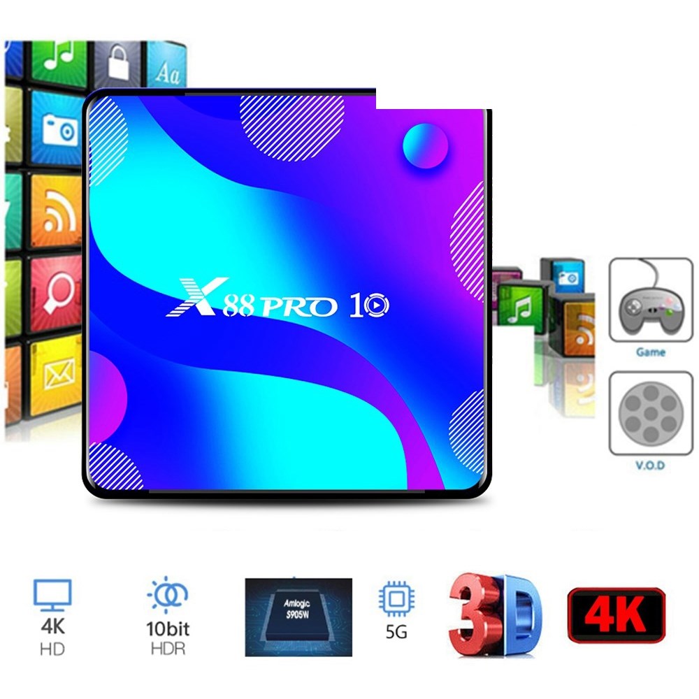 X88 Pro 10 Android 11.0 16G+2G Tv Box 4K Rk3318 Wifi Bt Media Player 1