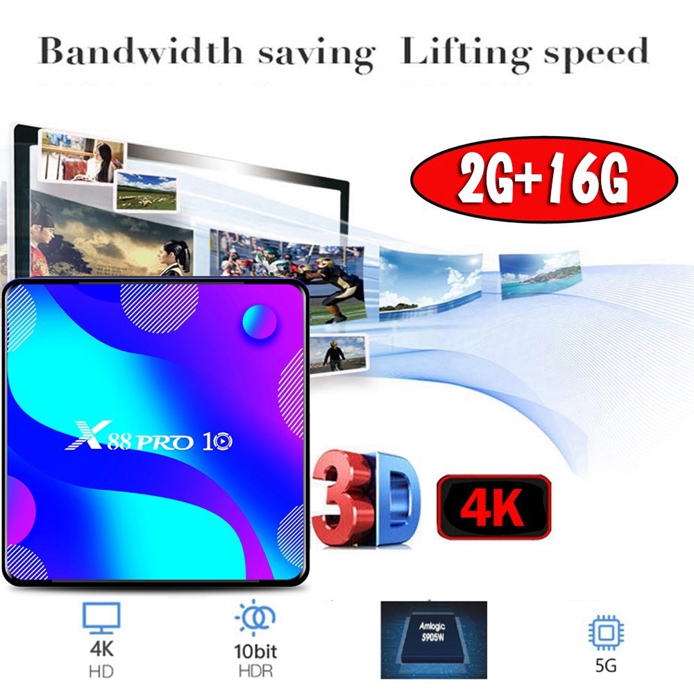 X88 Pro 10 Android 11.0 16G+2G Tv Box 4K Rk3318 Wifi Bt Media Player 1