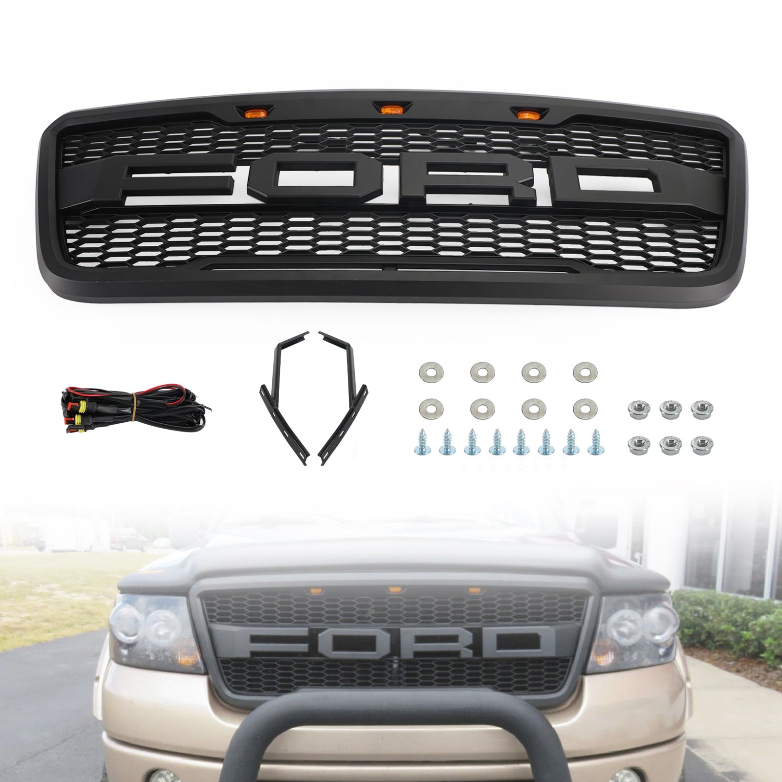 2004 2005 2006 2007 2008 Ford F150 Grill With Ford Letters And LED Gen