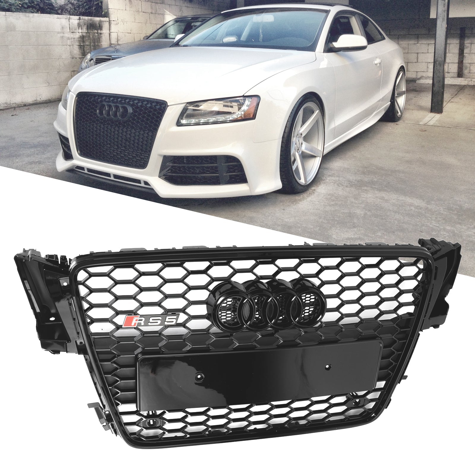 08-12 AUDI A5 S5 B8 RS5 Style Hood Henycomb Sport mesh Grille Grill Ge