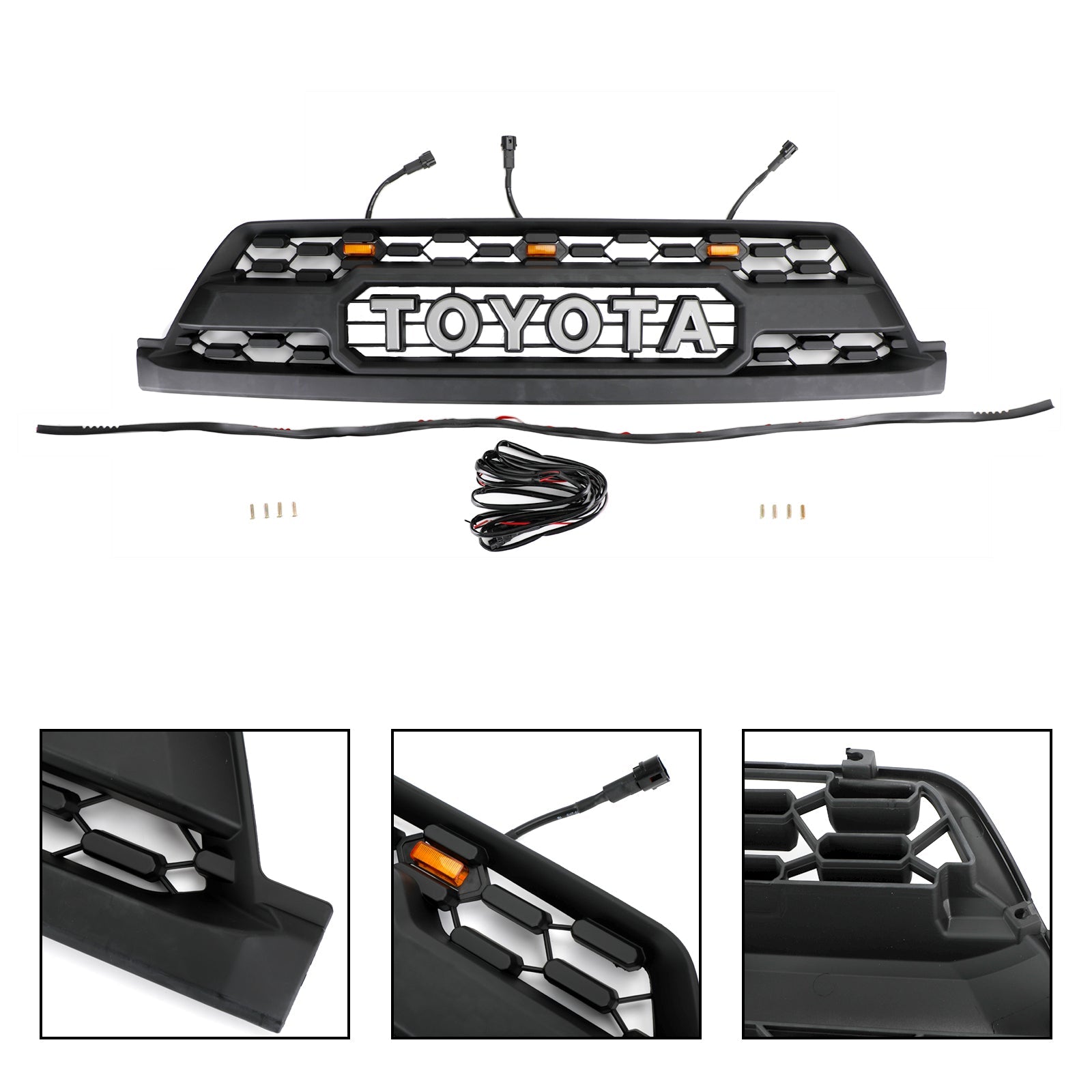 02-05 Toyota 4Runner TRD PRO Style Front Bumper Grille Grill With Ambe