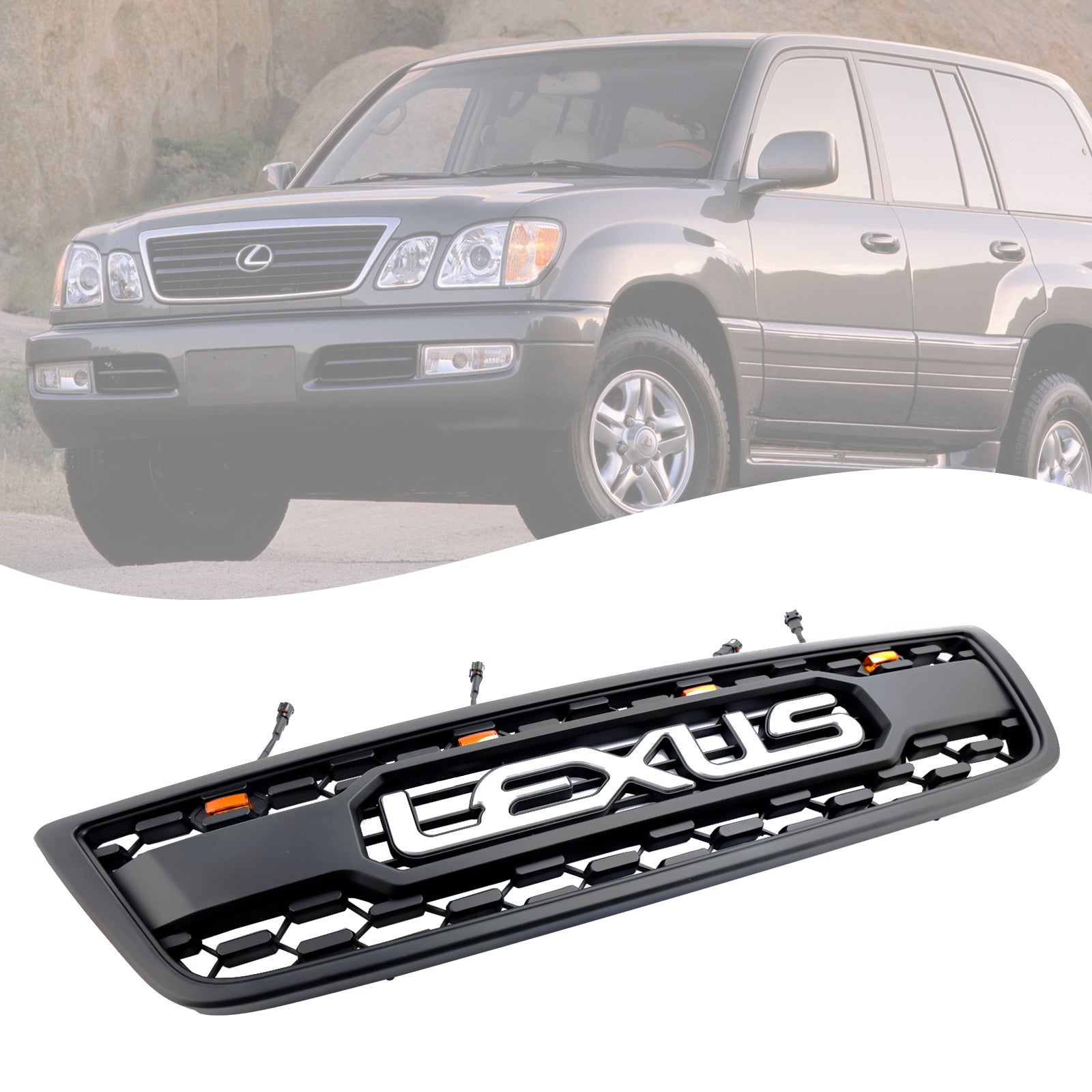 1998-1999-2000-2001-2002 LEXUS LX470 LX570 Front Bumper Grill Grille W