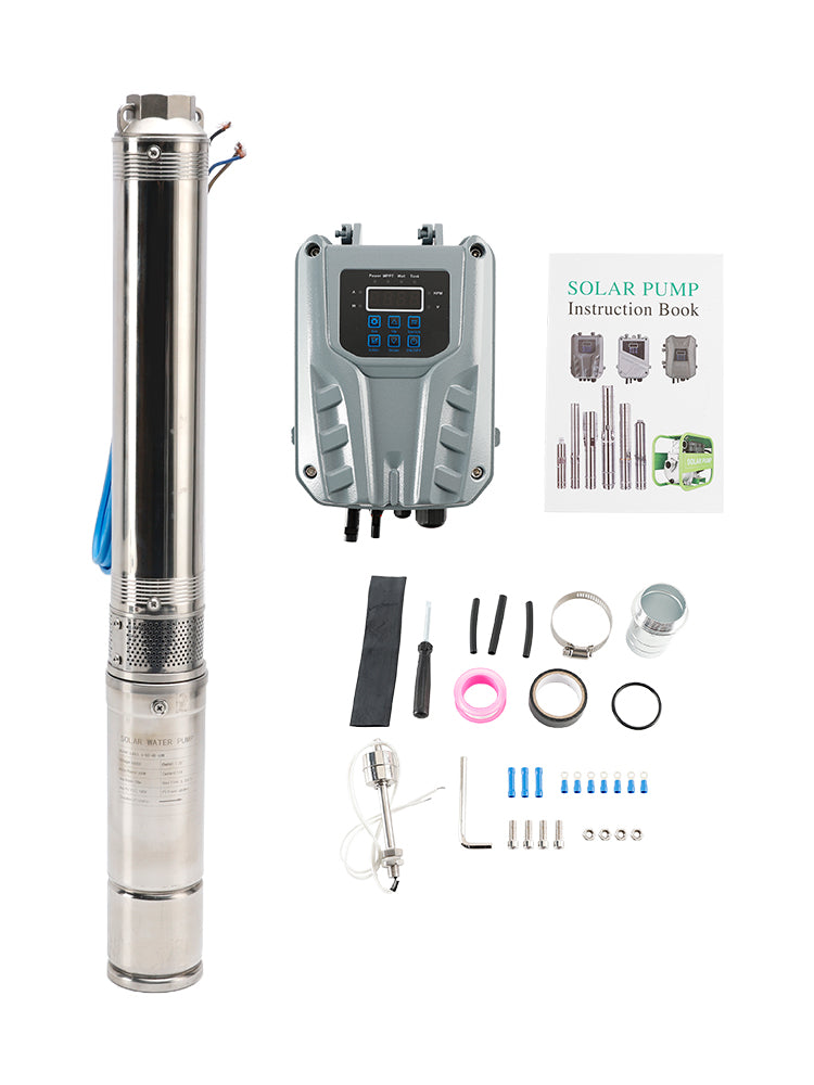 3" 600W Solar Pump Submersible Pump Bore DC 48V Impeller Pump + MPPT C