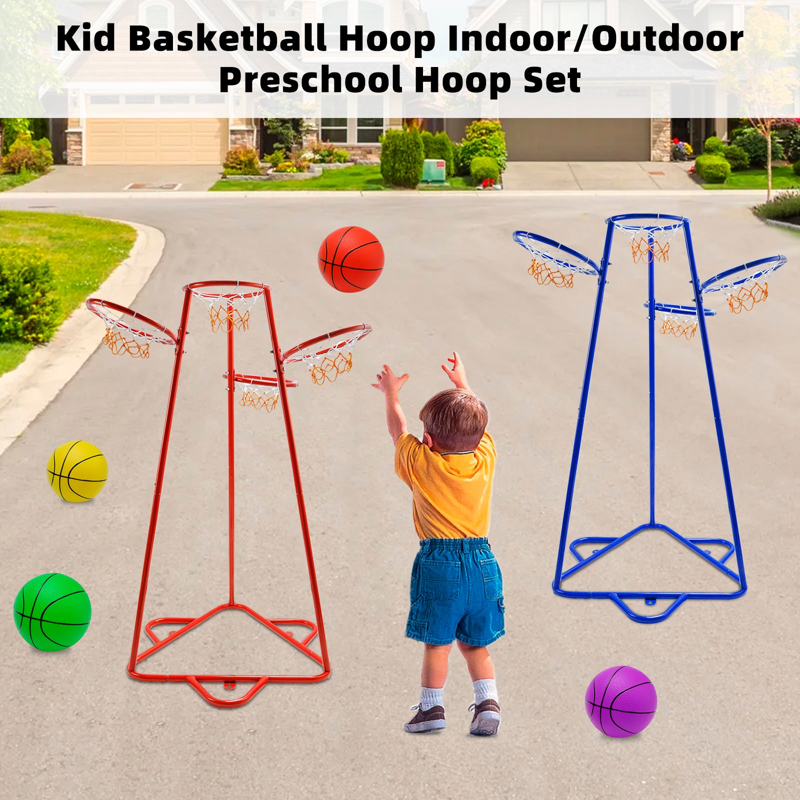 Early Learning 4 Hoop Kid Basketball Hoop Indoor/Outdoor Preschool Hoo