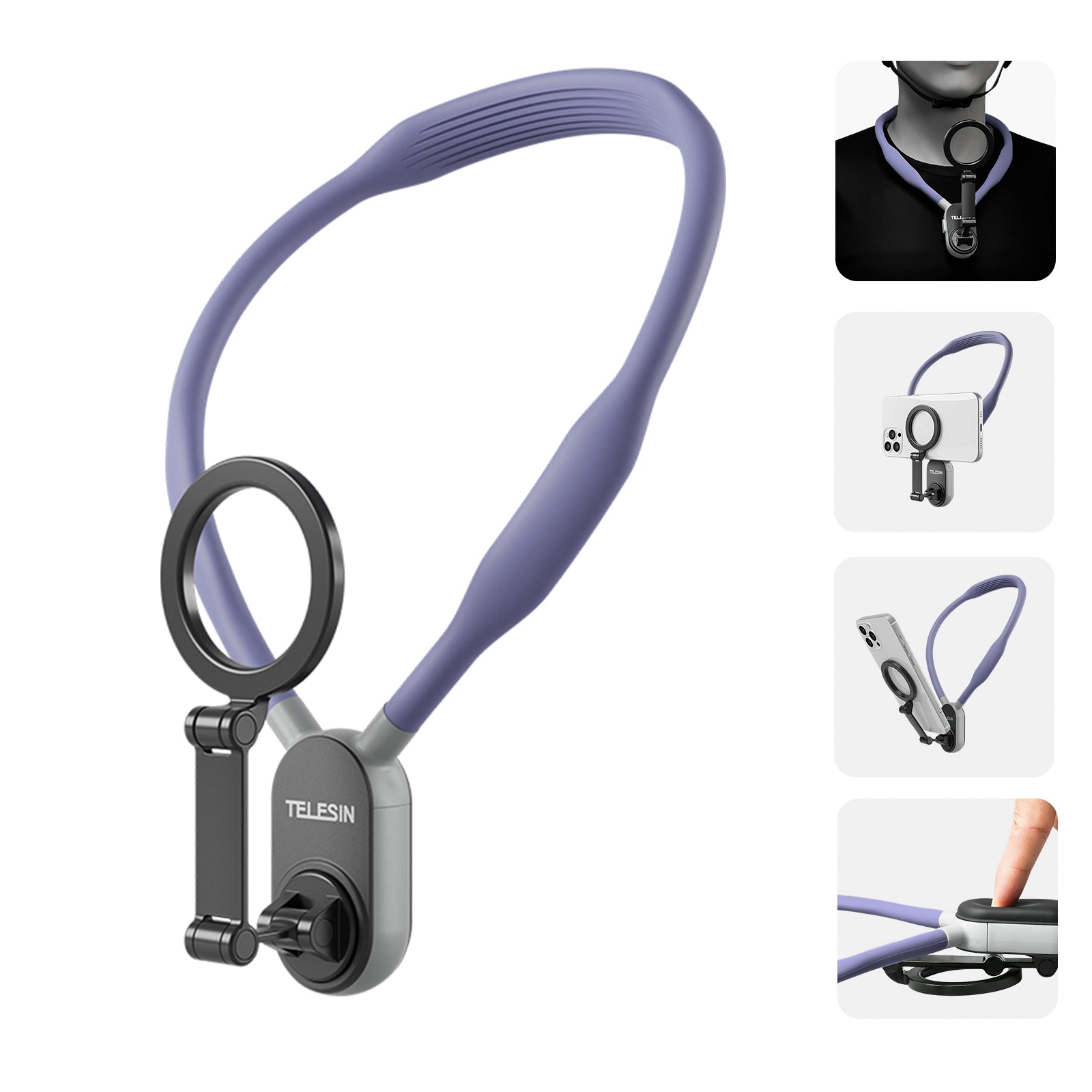 Magnetic Neck Halter Bracket Quick Release Shock Absorption For Mobile