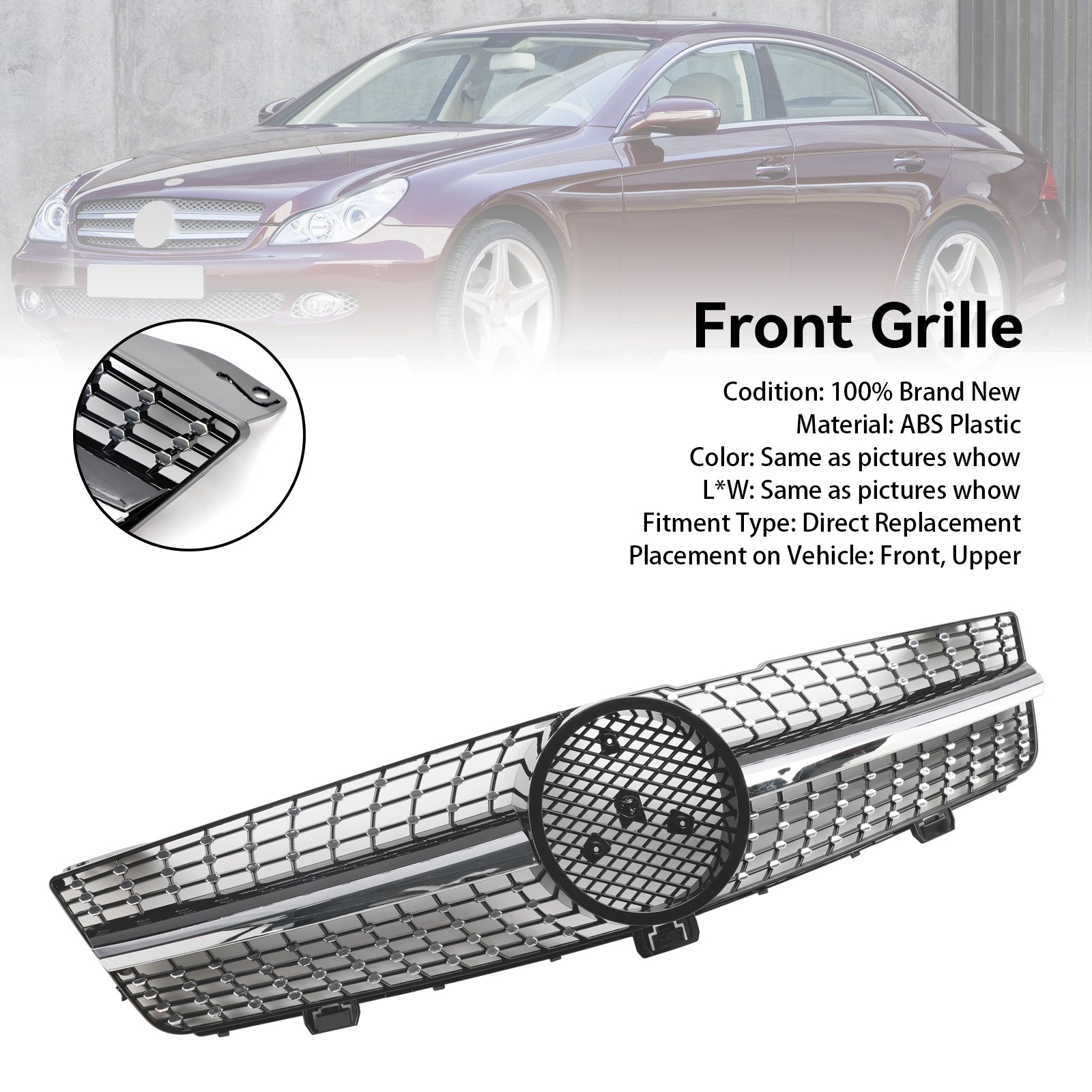 Diamond Front Radiator Grille Grill Fit Mercedes CLS-Class W219 CLS500