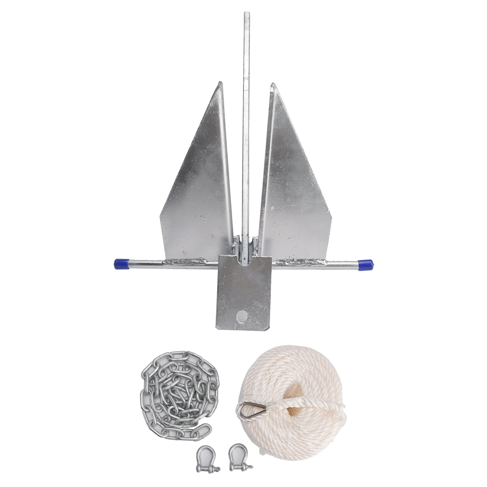 Kit Galvanized Boat Anchor 10Lbs Sliding Anchor & Chain & Rope Silver