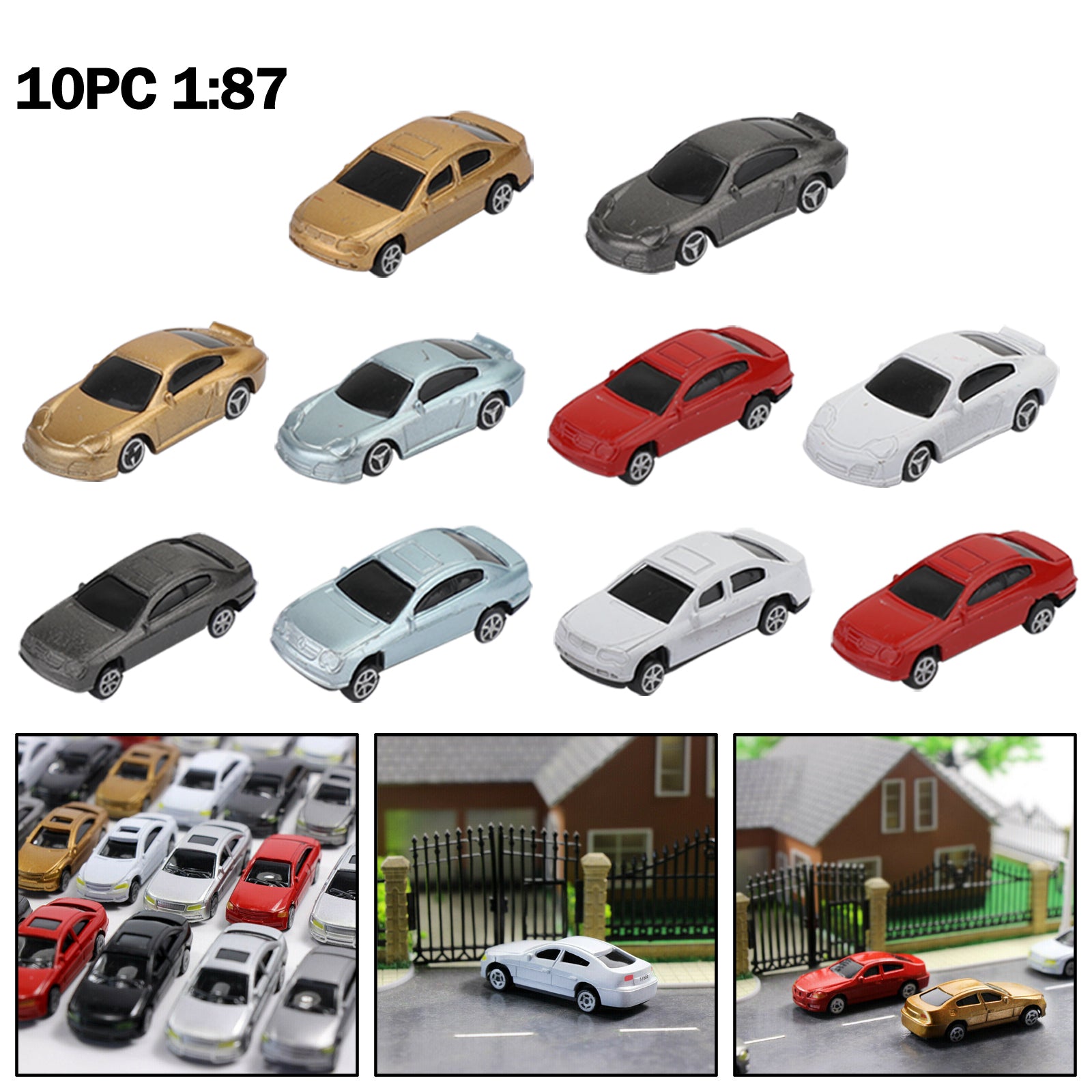 10/50pcs HO Scale Model Car 1:87 Building Train Scenery Architecture M