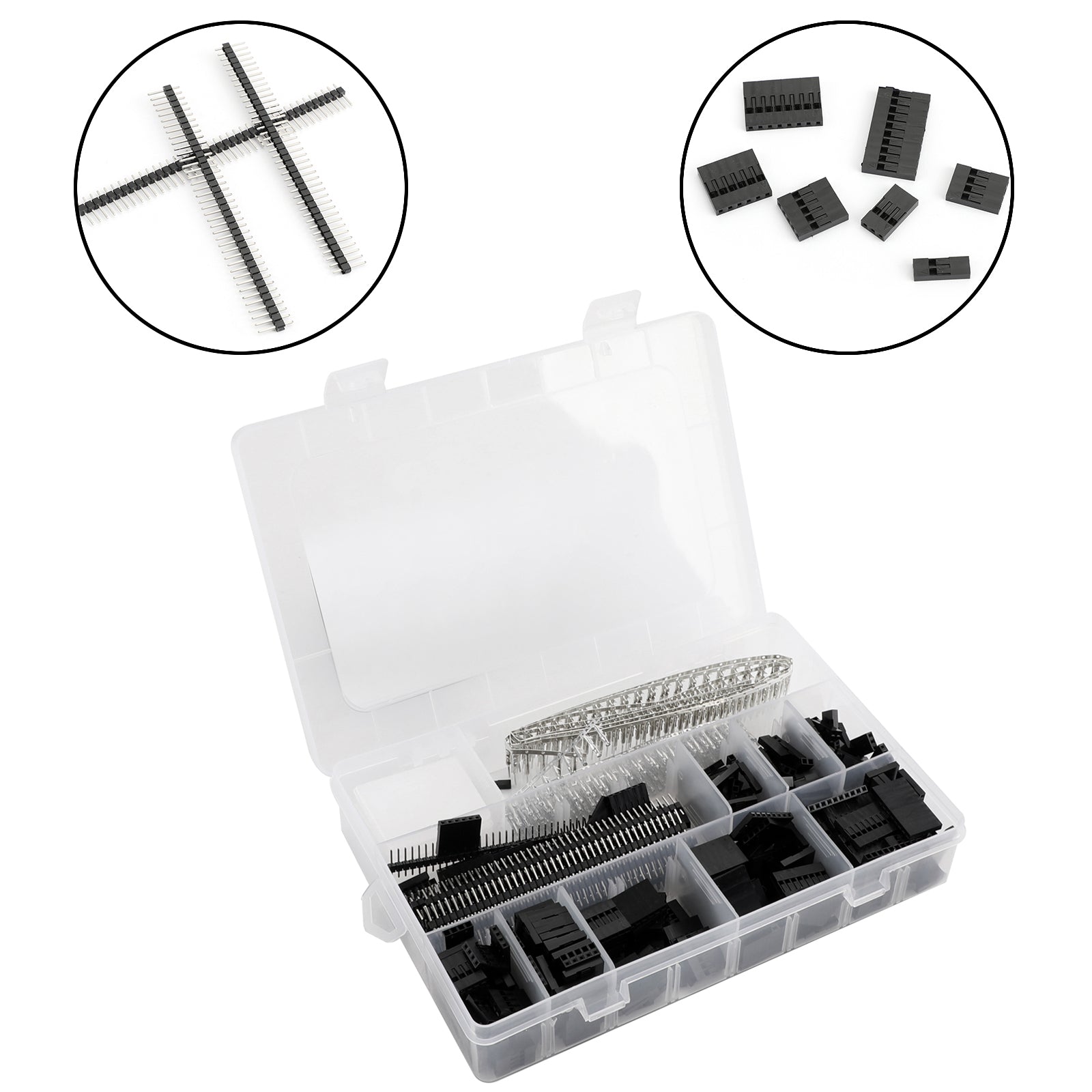 1450Pcs PCB Wire JuMper Pin Header Connector Housing Kit CriMp Pins