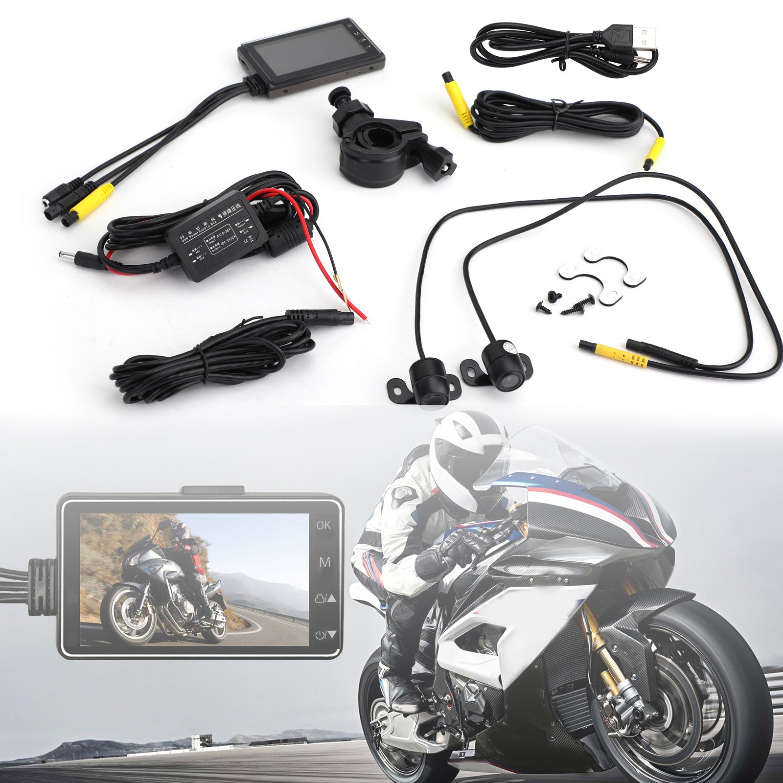 1080P Motorcycle DVR Motorbike Video recorder Dual Camera Support Gene