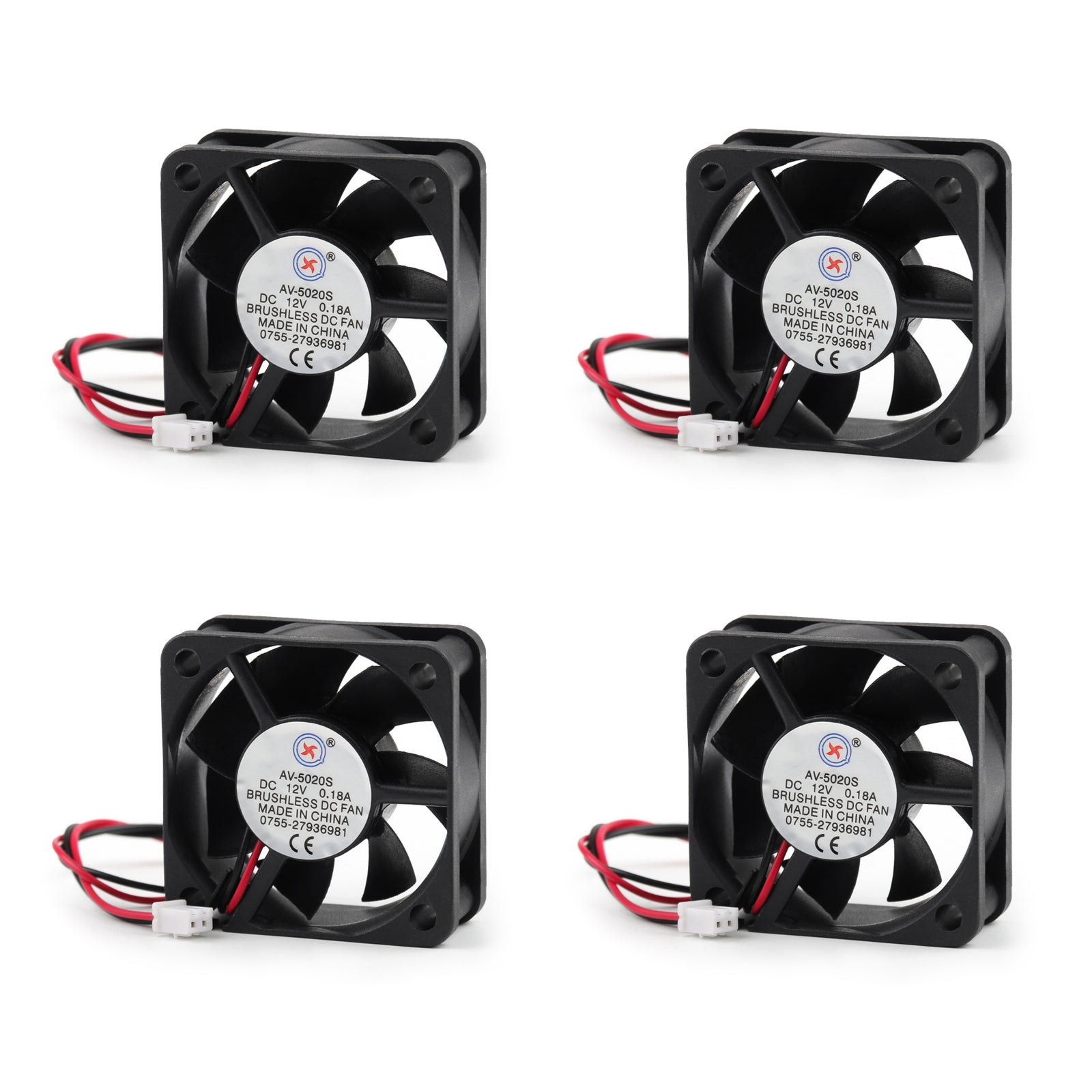 4Pcs DC Brushless Cooling PC Computer Fan 12V 0.18A 5020s 50x50x20mm 2